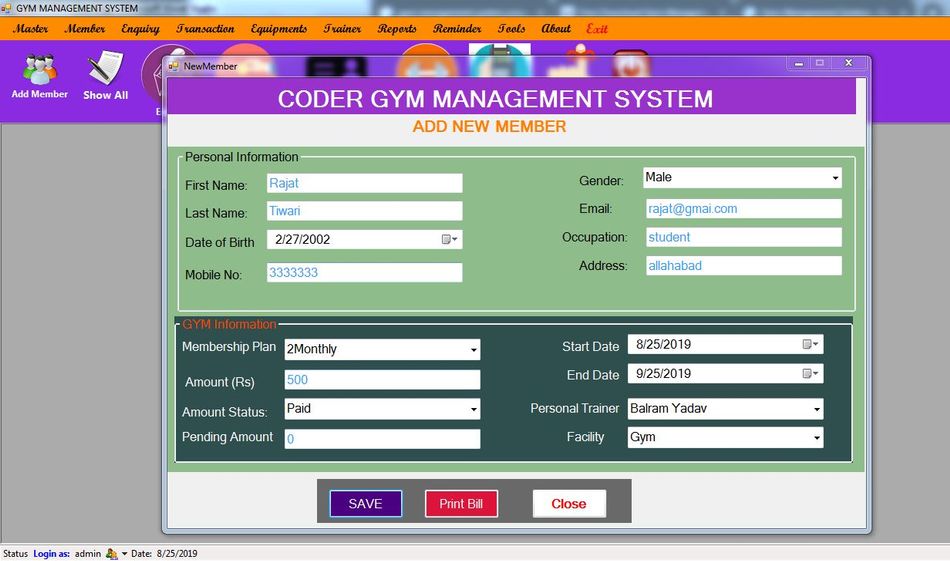 Gym Management System Project In Vb Sql Server Database With