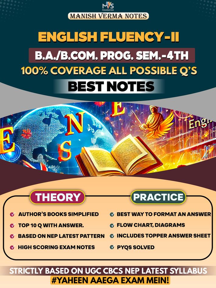 B.A (Prog. ) B.com (Prog.) Semester 4th ENGLISH FLUENCY-II Notes in ...