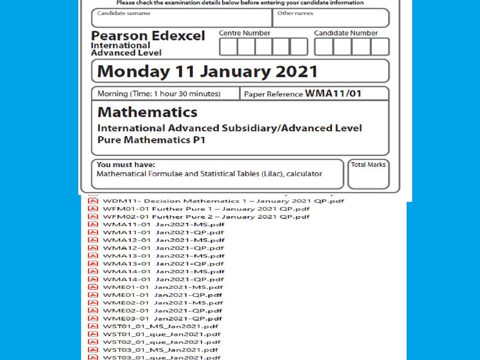 Edexcel International A Level Mathematics Past Papers 2021 ALL Qp And Ms