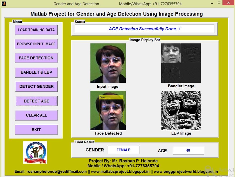 Matlab Project Age And Gender Recognition Using Image