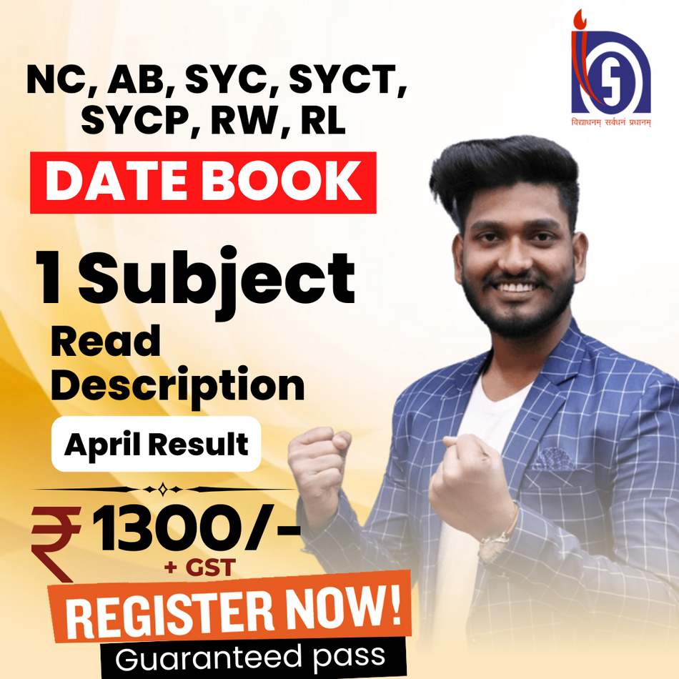 1 Subject NC, AB, SYC, SYCT, SYCP, RW, RL Date Booking and 100 % Pass
