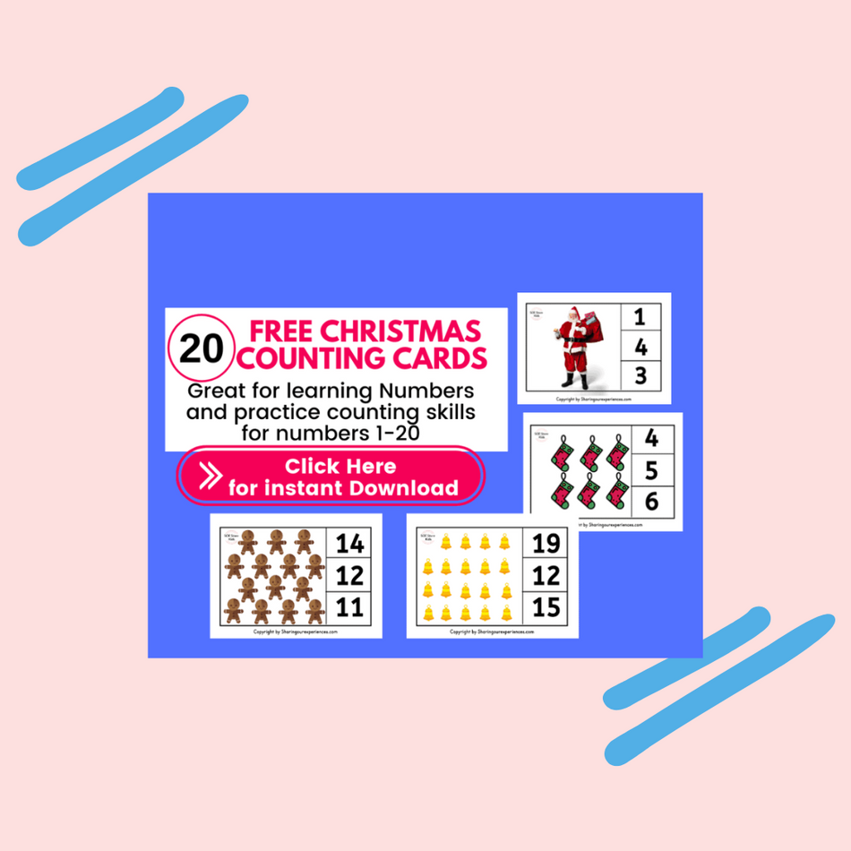 Christmas counting cards for kids
