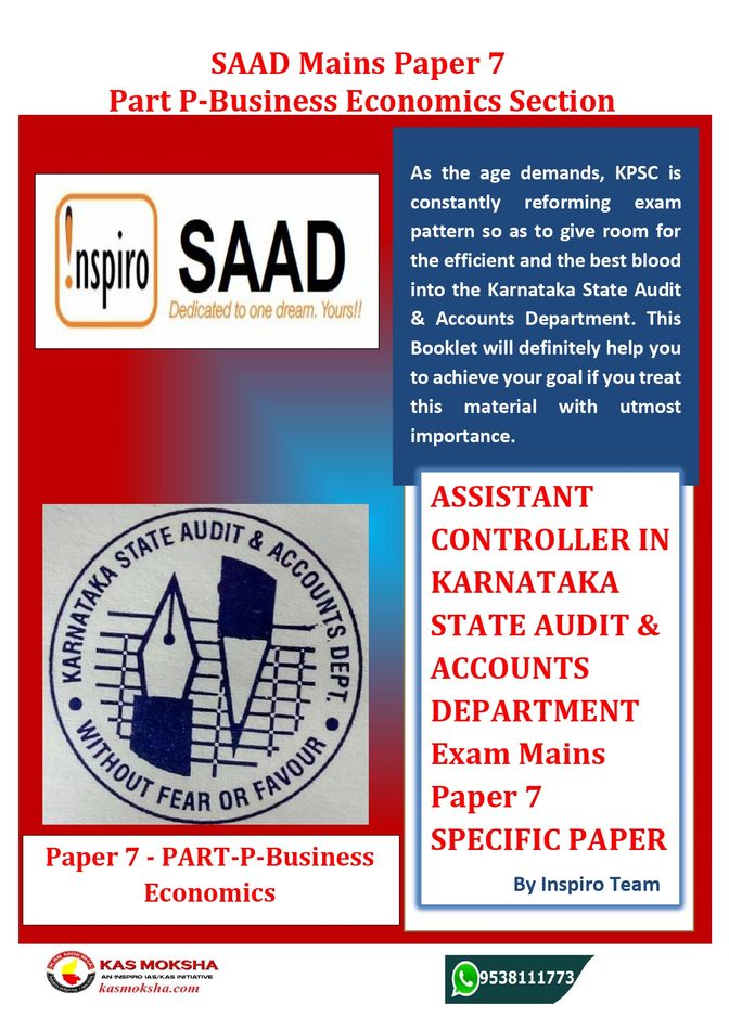 INSPIRO SAAD Mains Optional Paper 7 Part P Business Economics Section ...