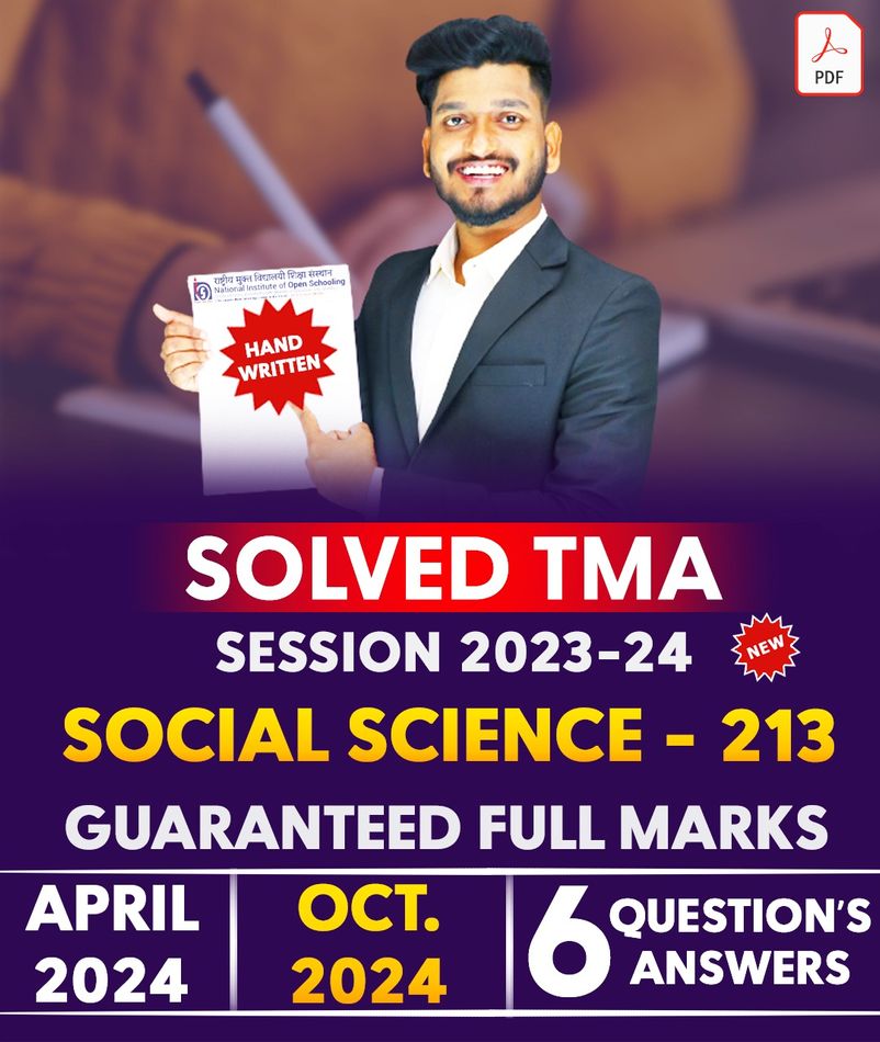 Nios Class 10th SOCIAL SCIENCE (213) Handwritten Solved TMA English Medium Session 2023-24