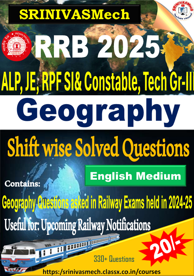 Geography Shift wise Solved Questions in English medium RRB 2025 by ...