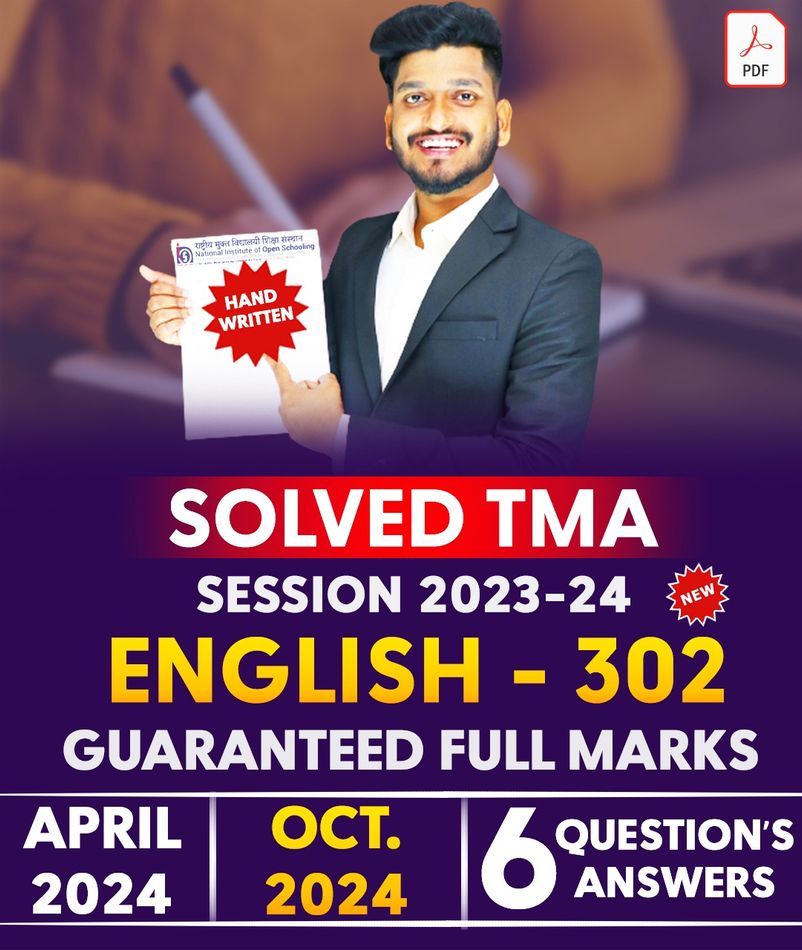Nios Class 12th ENGLISH (302) handwritten Solved TMA Session 2023-24