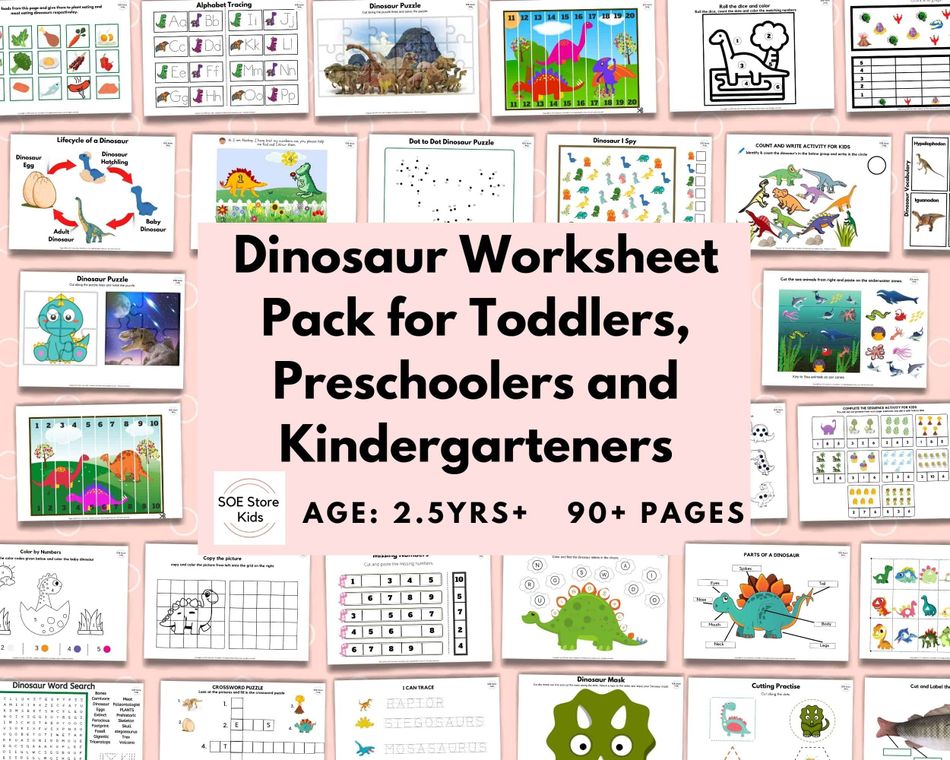 Dinosaur worksheet printable for toddlers,preschool,kindergraten