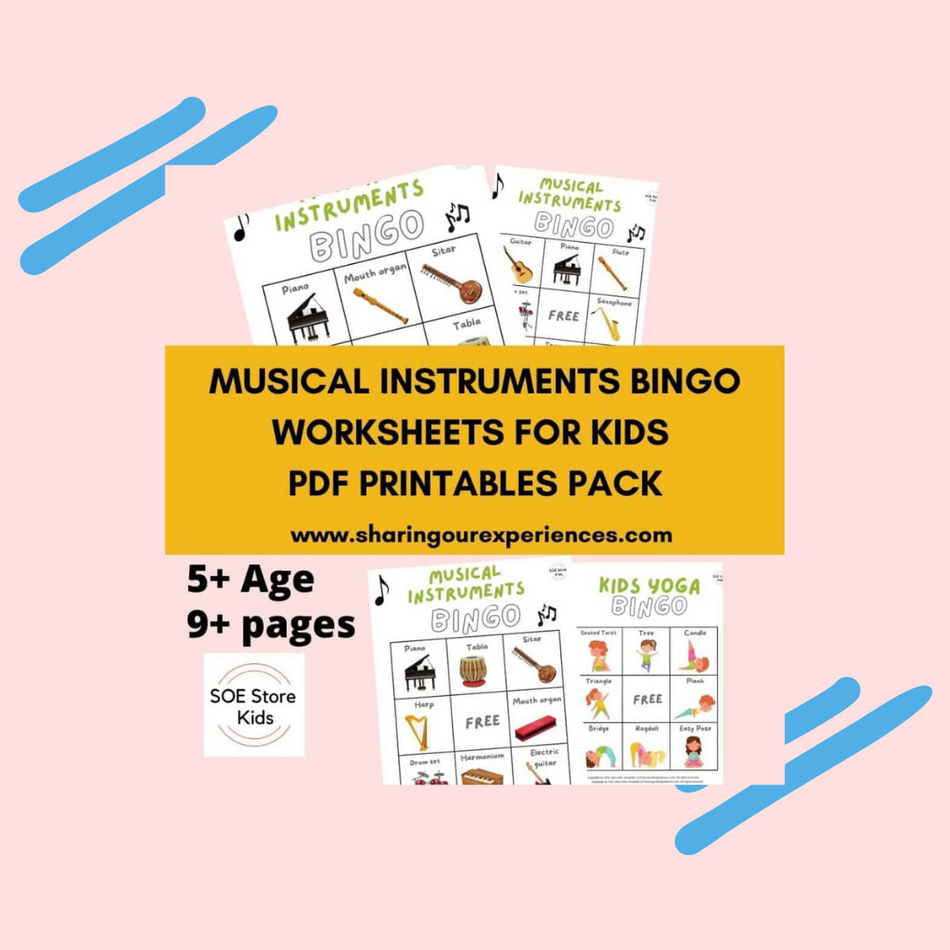 Musical instruments Bingo printable 3*3 for kindergartens