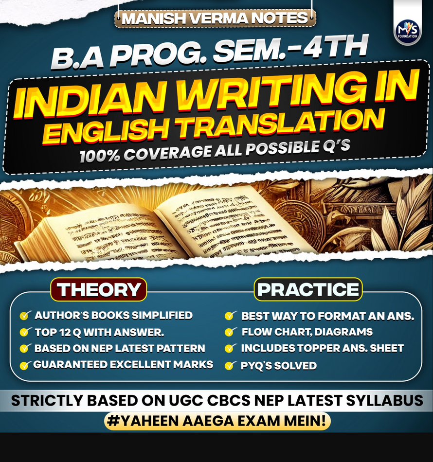 English: Indian Writing in English DU SOL Semester 4th B.A. Prog./Hons ...