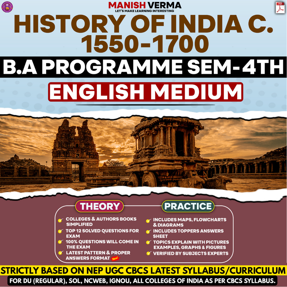 B.A Program DU SOL Semester 4th History of India c. 1550-1700 Notes