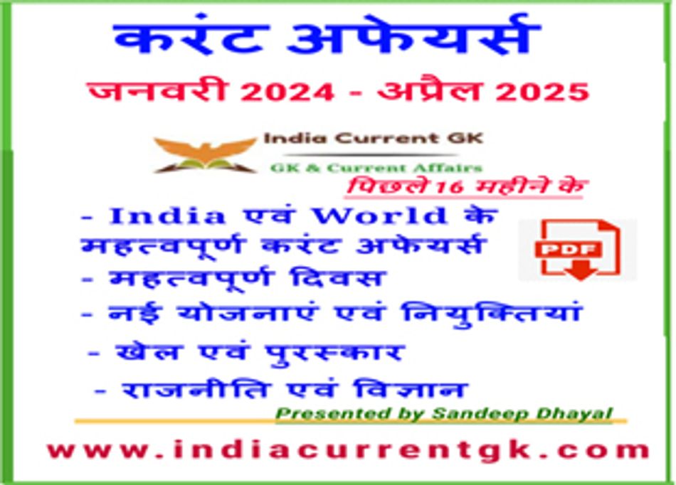 India Current Affairs January 2024 to April 2025 (Last 16 Months ...