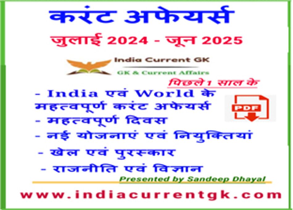 India Current Affairs July 2024 to June 2025 (Last 1 Year) - World ...