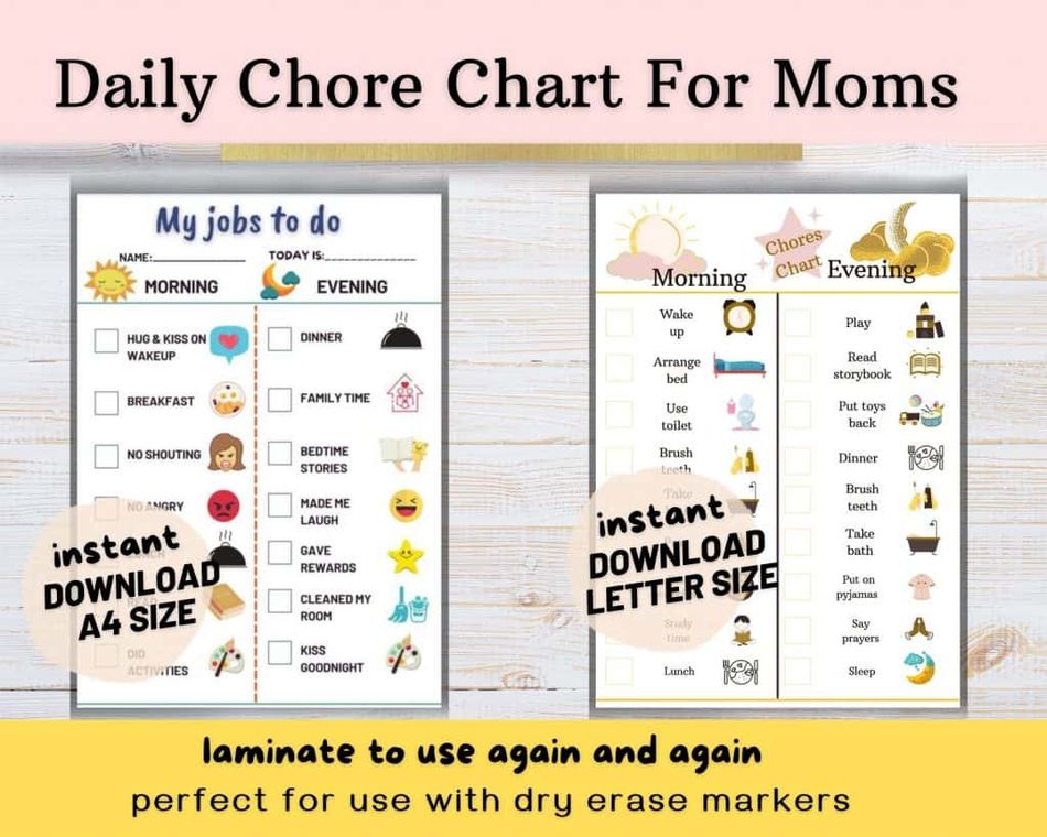 Daily Chore Chart for Moms Printable