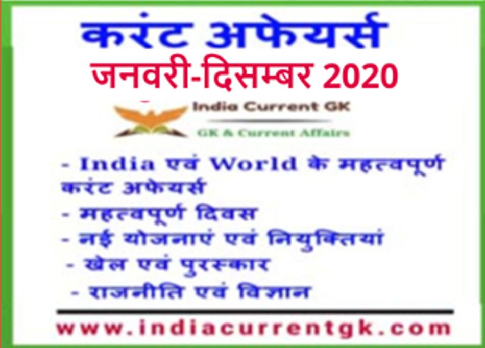Current Affairs January to December 2020 - India National & World ...