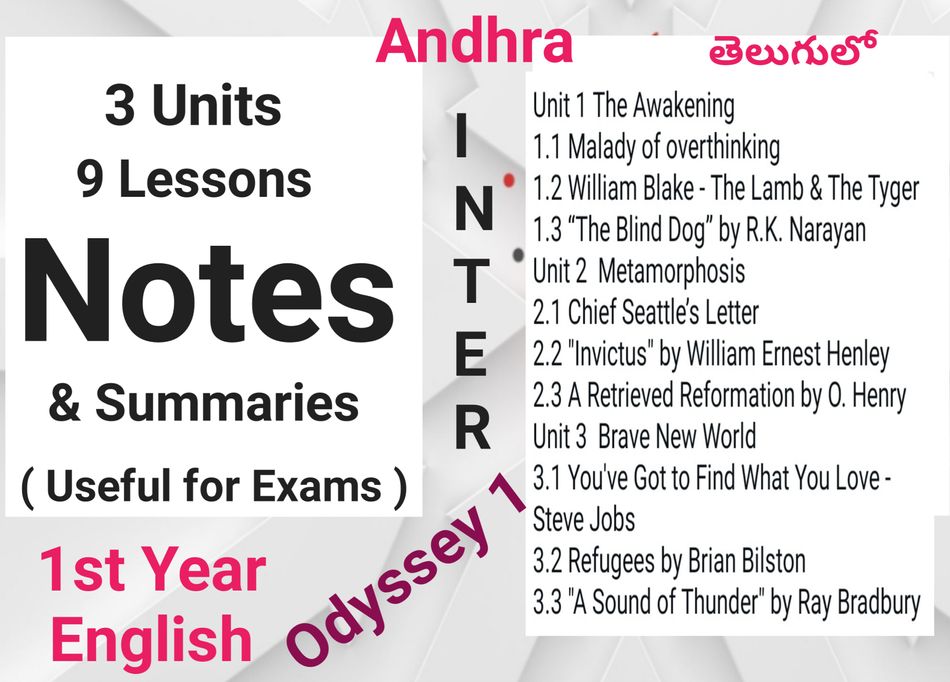 NEW Intermediate First Year English Odyssey 1 All Lessons Notes