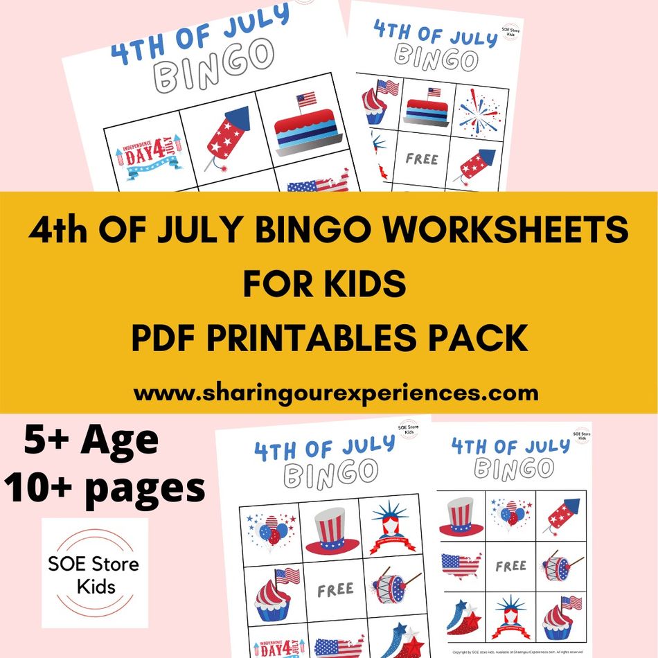 4th of July Bingo Printable 3x3 for Kindergarten kids